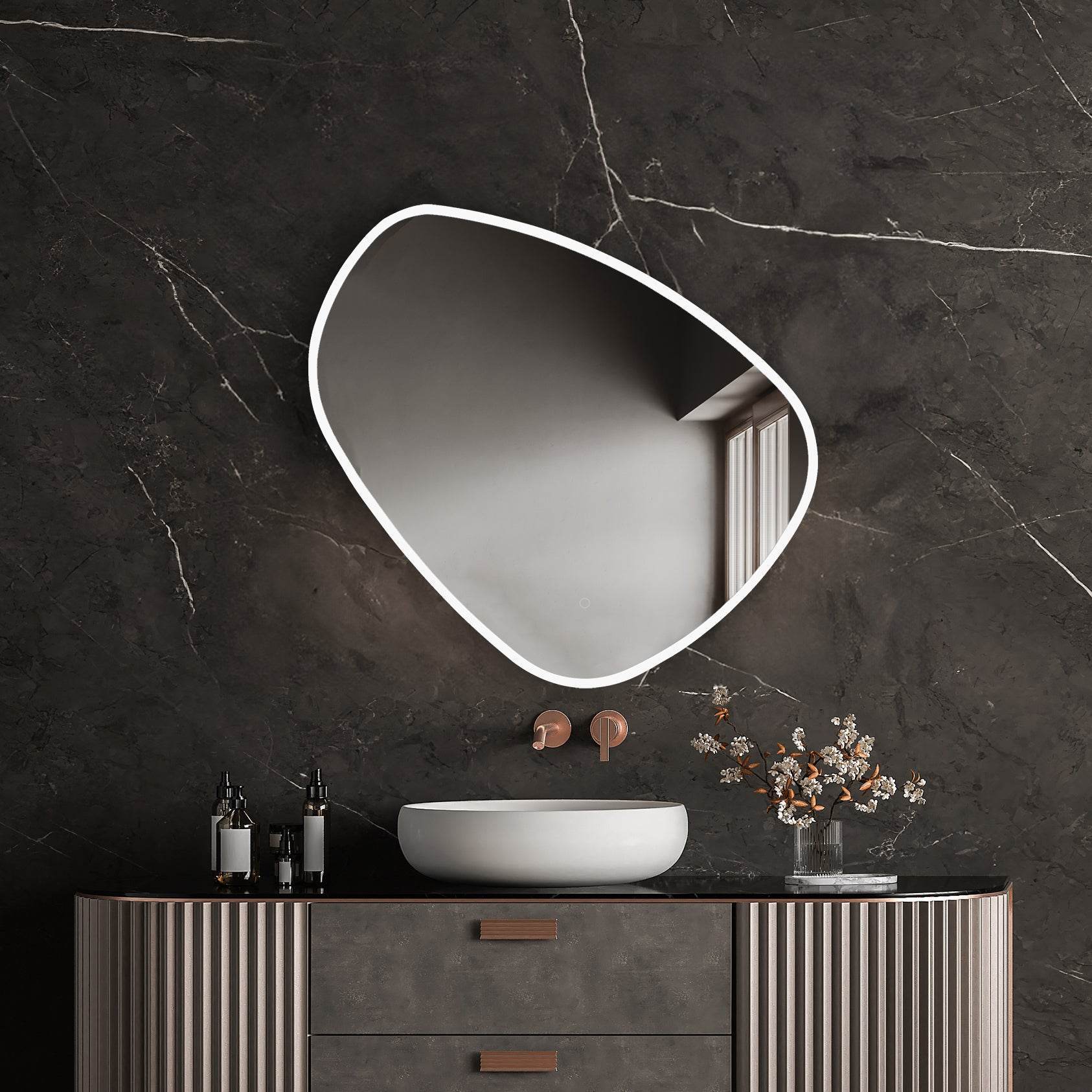 Eva Irregular Shaped LED Lighted Mirror with Dimmer & Defogger