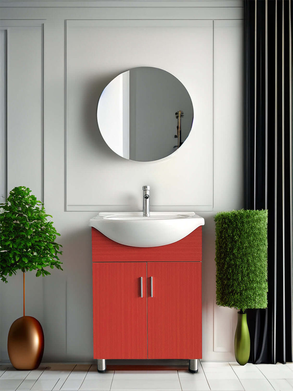 Lilly 24" W x 18" D x 34" H Euro-Style Vanity in Red with Ceramic Vani